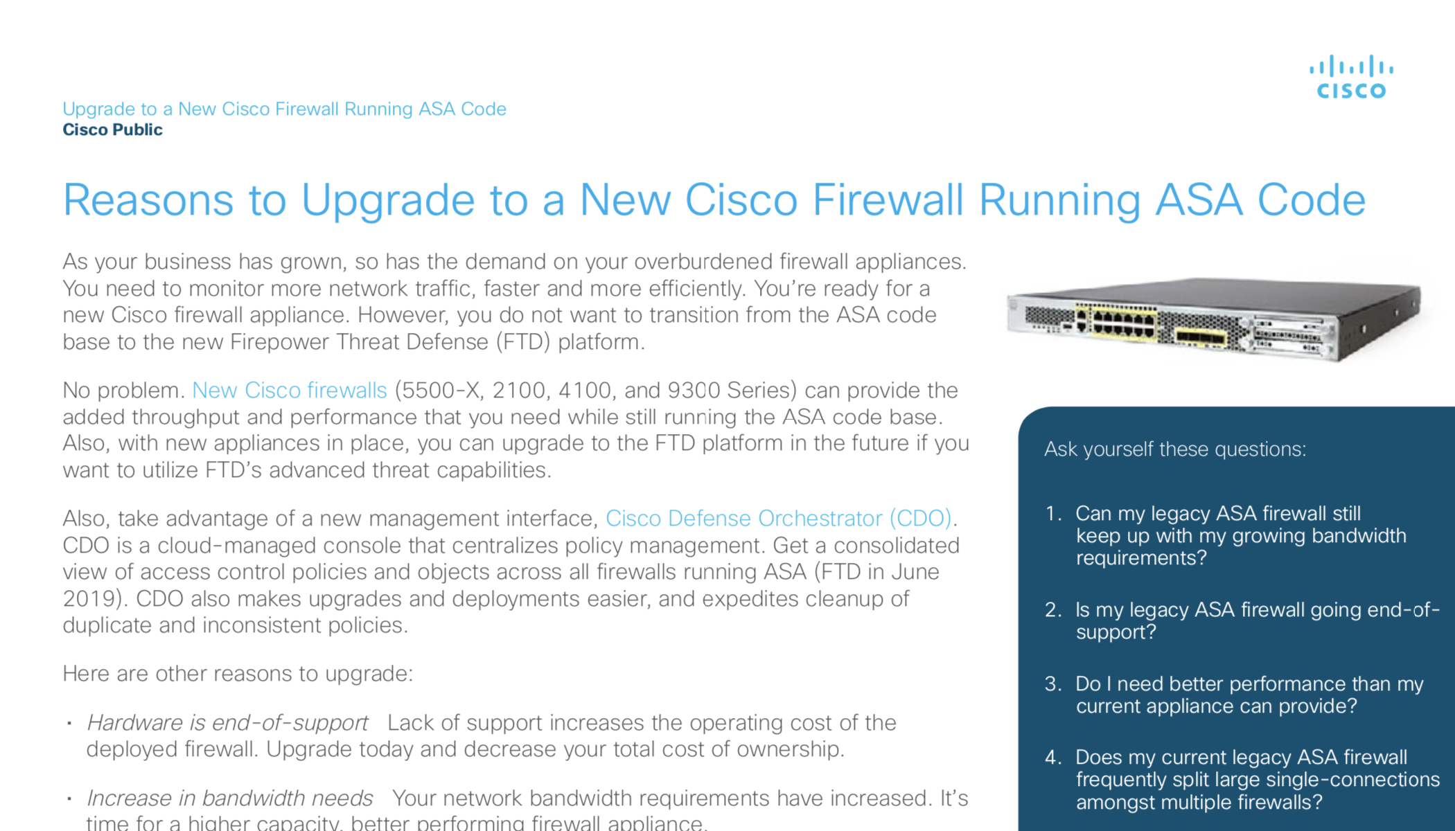 Reasons to Upgrade to New Cisco Firewall Running ASA Code - SystemsAnalysis