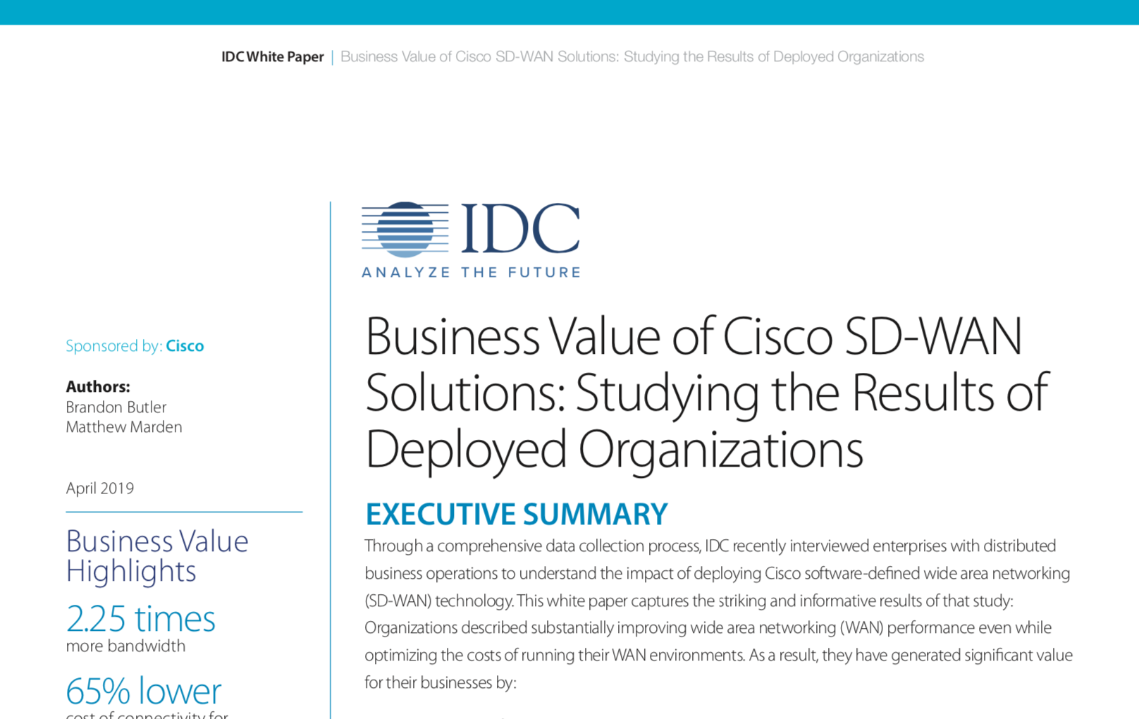 SD-WAN IDC Business Value - SystemsAnalysis